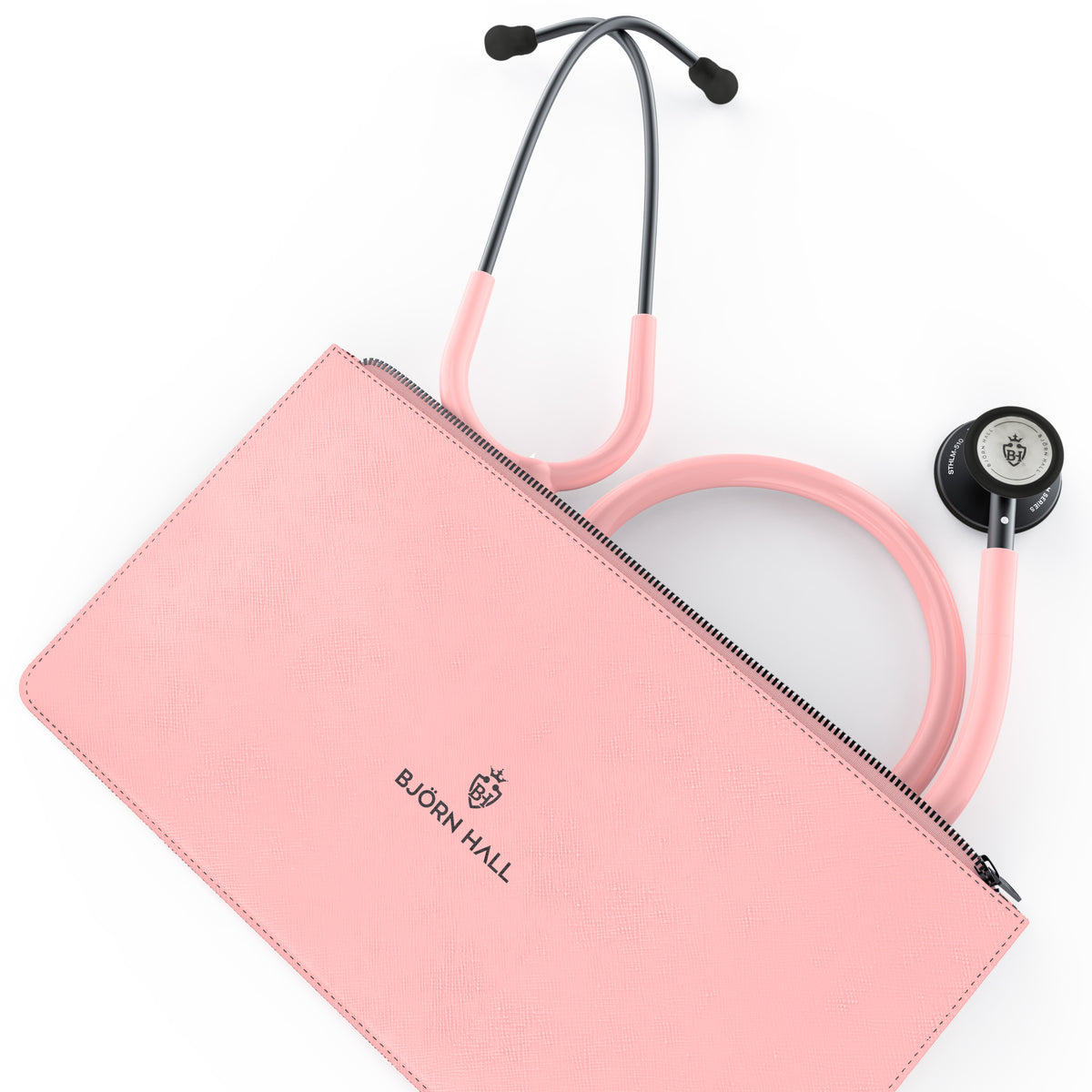 Björn Hall Stethoscope | Matte Black Light PinkTubing
