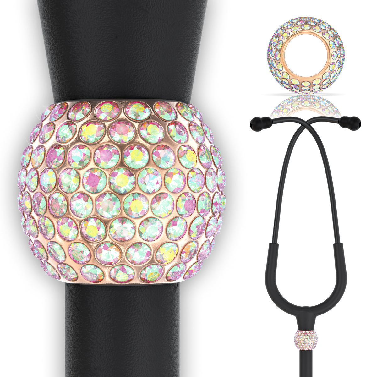 BJÖRN HALL Stethoscope Charm Ring | Twilight Dream Crystal - Rose Gold ...